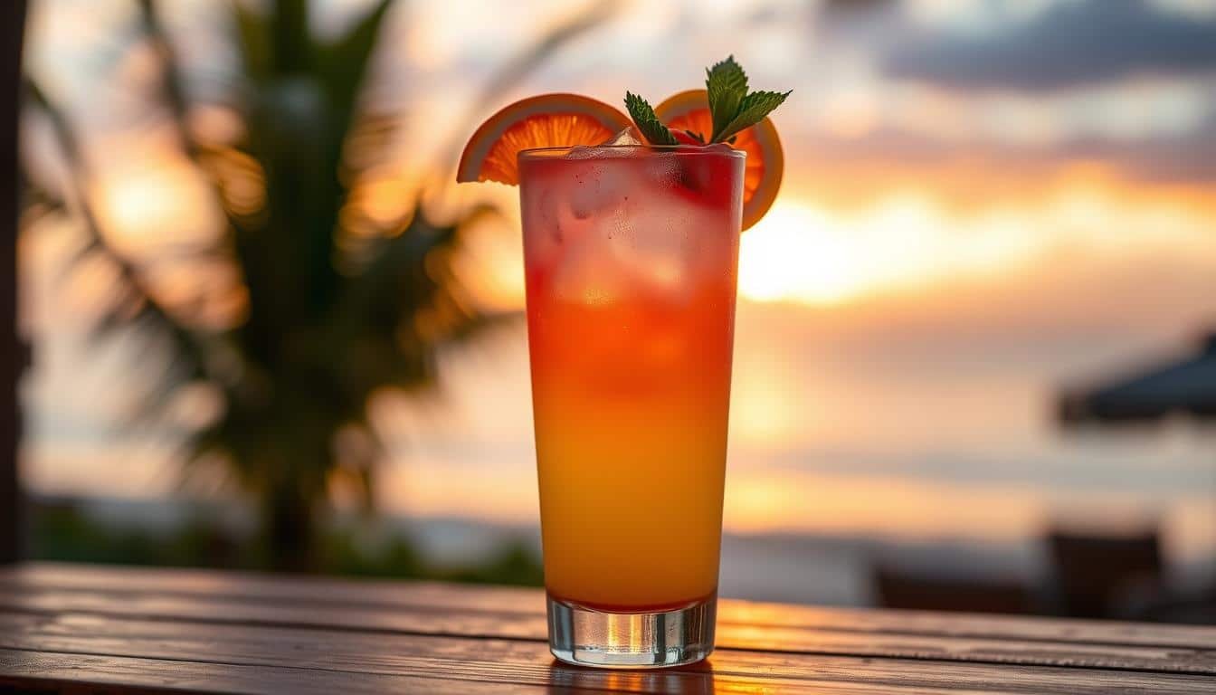 Sweet Sunset Fizz Mocktail